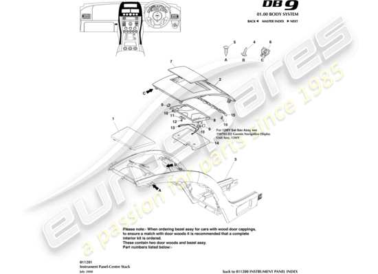 Aston Martin DB9 (2007) Part Diagrams | Eurospares