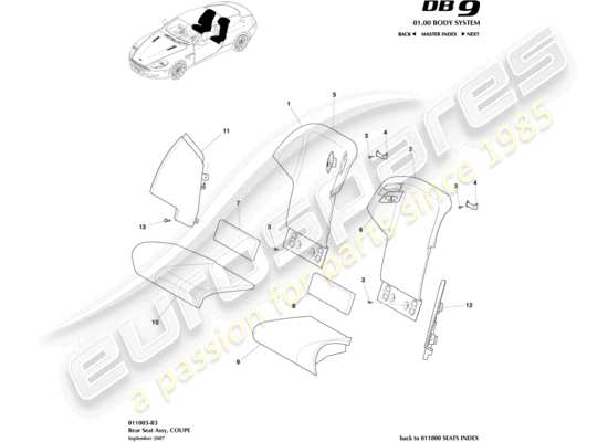 Aston Martin DB9 DB9 (2008) Part Diagrams