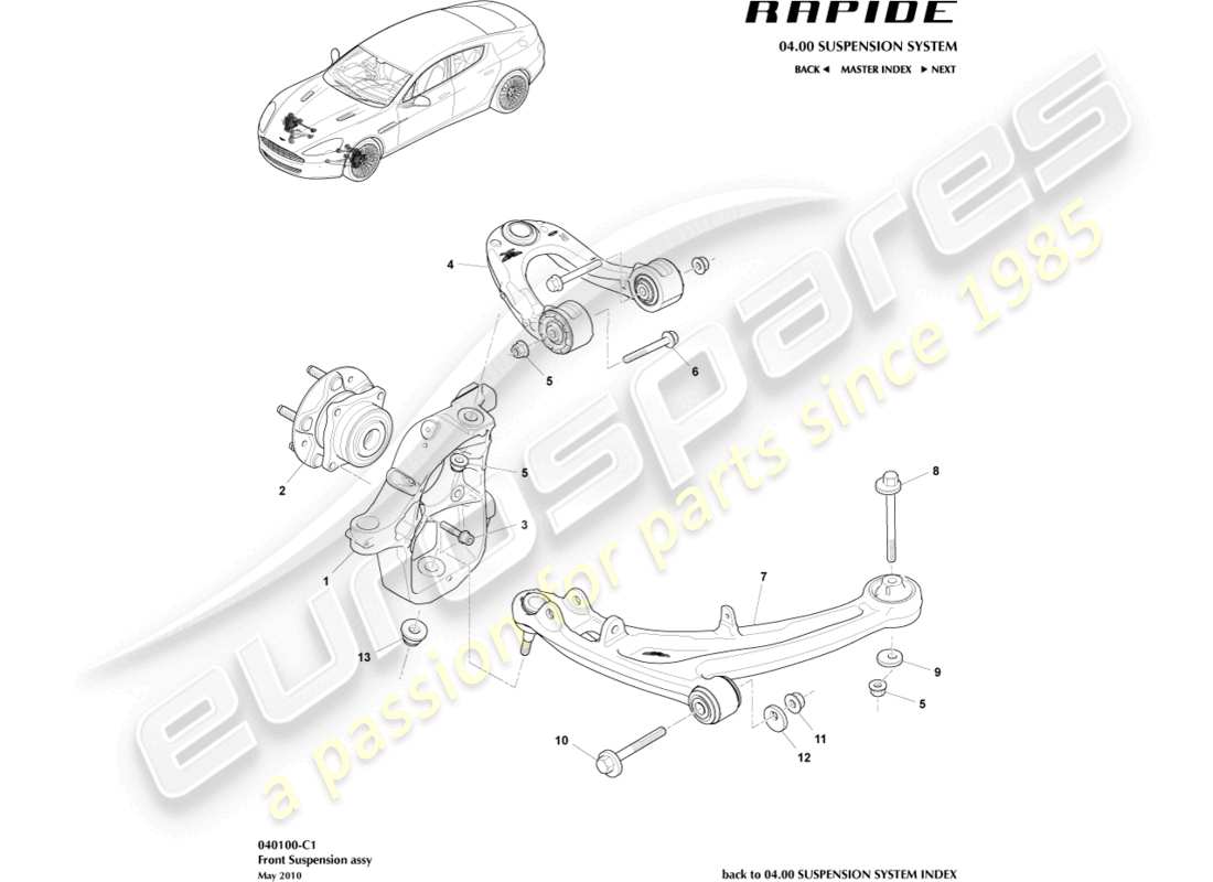 Rapide (2014) Front Suspension Assembly Diagram (040100-C1)