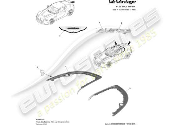 Aston Martin V12 Vantage V12 Vantage (2010) Part Diagrams