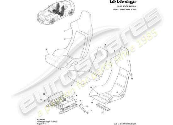 Aston Martin V12 Vantage V12 Vantage (2010) Part Diagrams