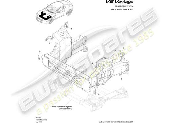 Aston Martin V8 Vantage (2008) Part Diagrams | Eurospares