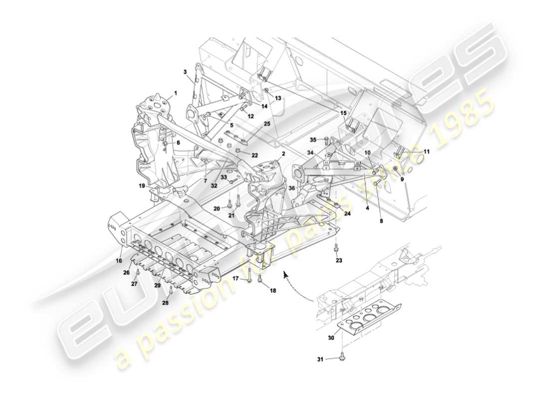 Vanquish (2005) Front Body Support Structure Diagram (7.1A2)