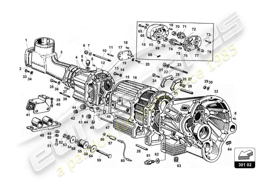 Countach 25th Anniversary (1989) GEARBOX Diagram (301.02.00)