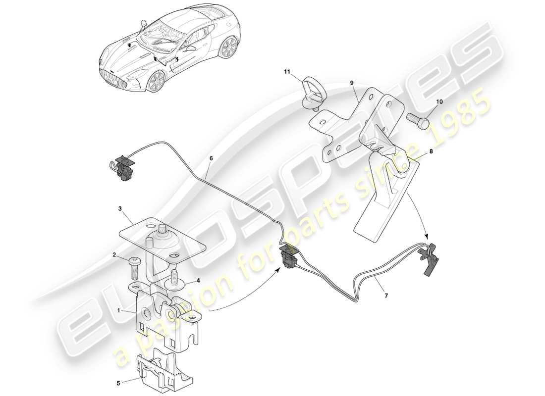 One-77 (2011) Hood Latch System Parts Diagram (0114.0040)