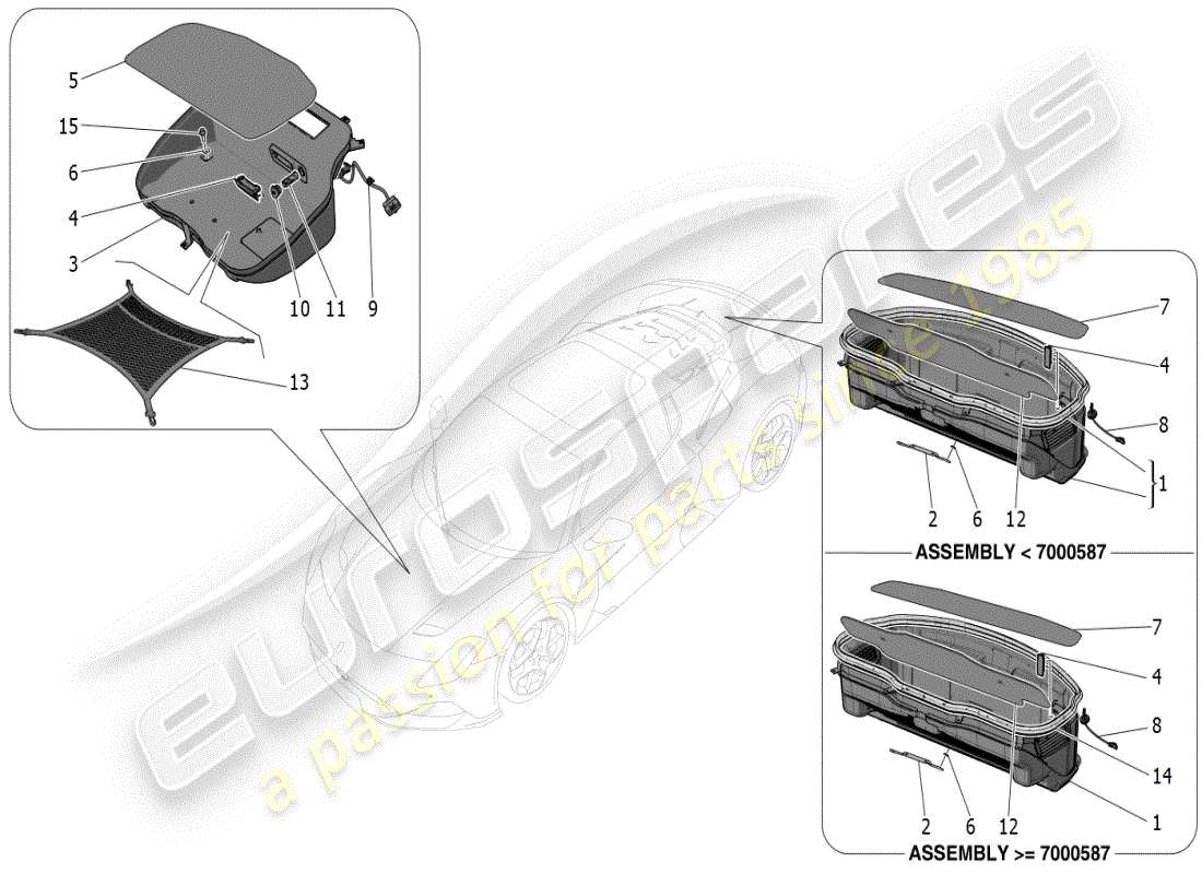 MC20 (2024) TRUNK COMPARTMENTS Parts Diagram (09.64.1)