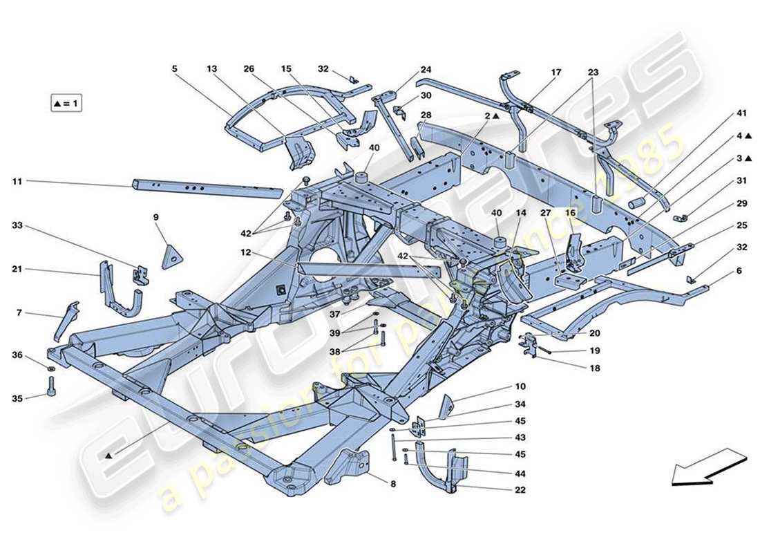 Ferrari 488 Challenge Chassis Parts Diagram (050A)