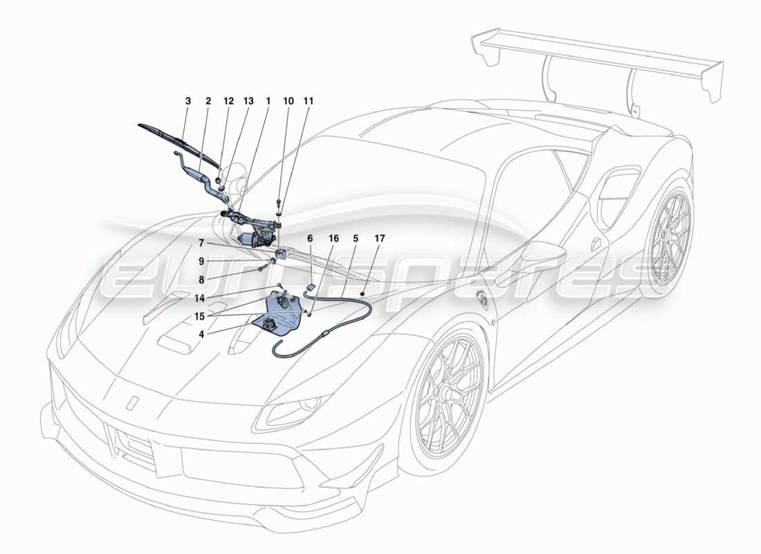 Ferrari 488 488 Challenge 067 Wiper System Part Diagram.