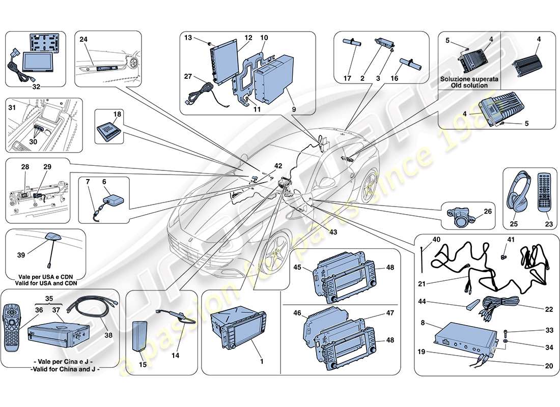 Ferrari FF (RHD) INFOTAINMENT SYSTEM Parts Diagram (0136)