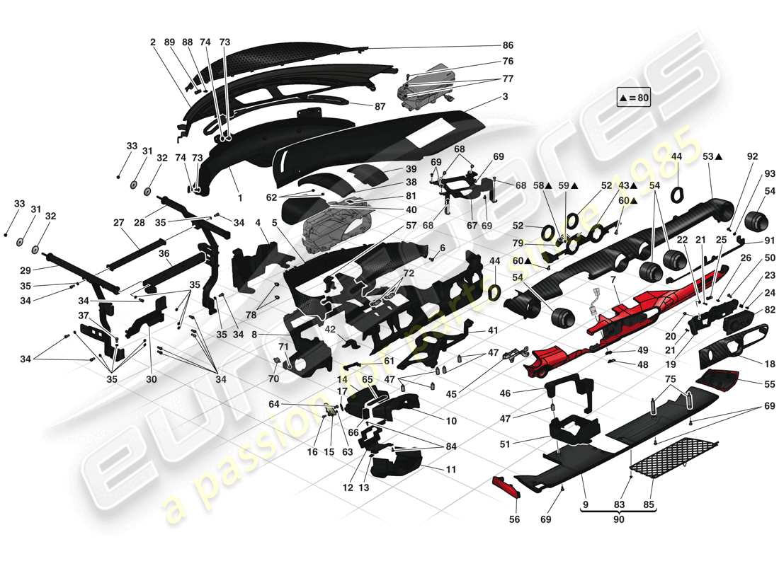 Ferrari LaFerrari (Europe) DASHBOARD Parts Diagram (0118)