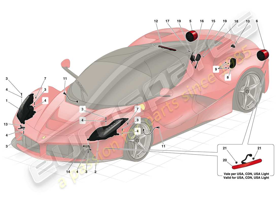 Ferrari LaFerrari (Europe) DASHBOARD Parts Diagram (0118)