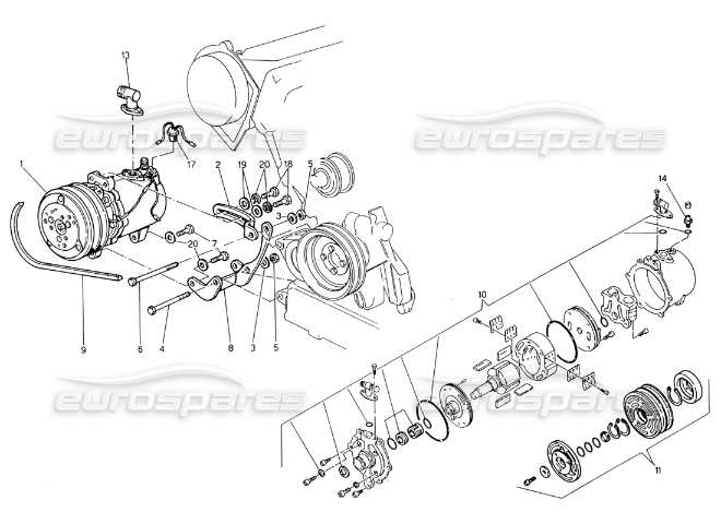 222 / 222E Biturbo Air Compressor and Brackets Diagram (017)