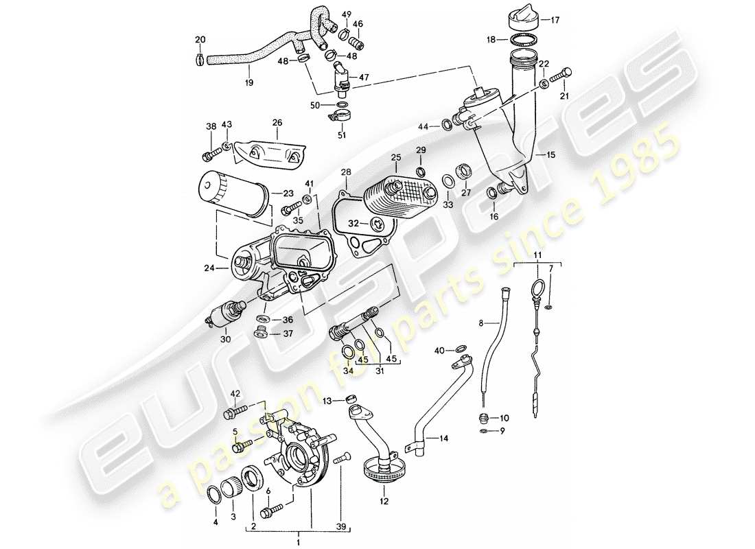 1991 (944) Engine Lubrication Parts Diagram (104-000)