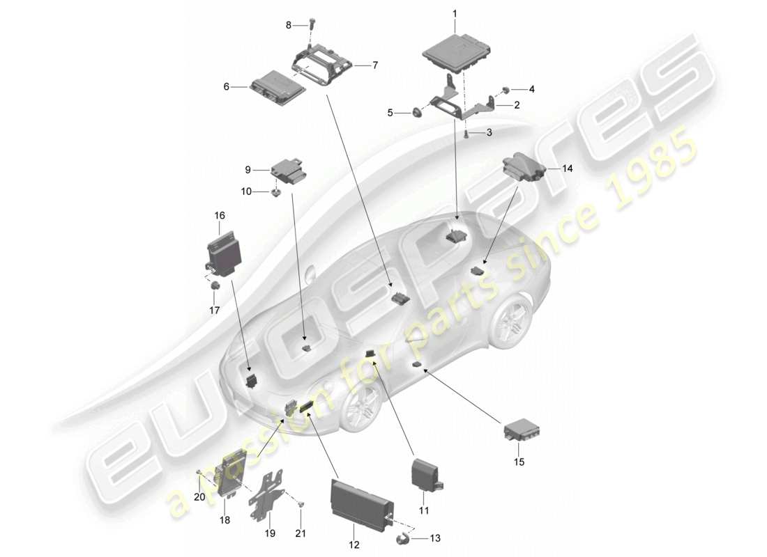Porsche 2012 (991-1) CONTROL UNITS Parts Diagram (901-003)