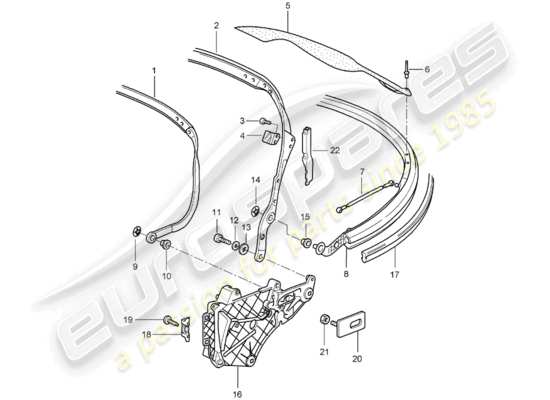 Porsche 997 (2006) TOP FRAME Parts Diagram