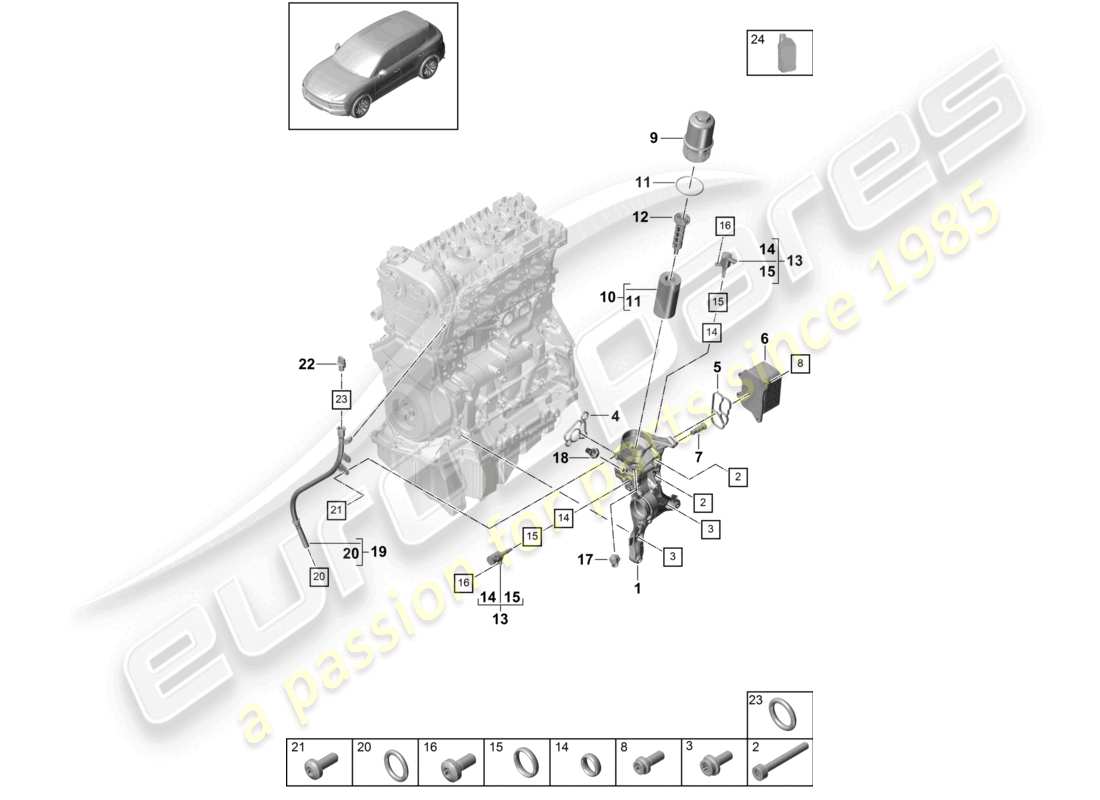 2018 (Cayenne E3 9YA/9YB) oil filter Console Oil cooler (104-015)