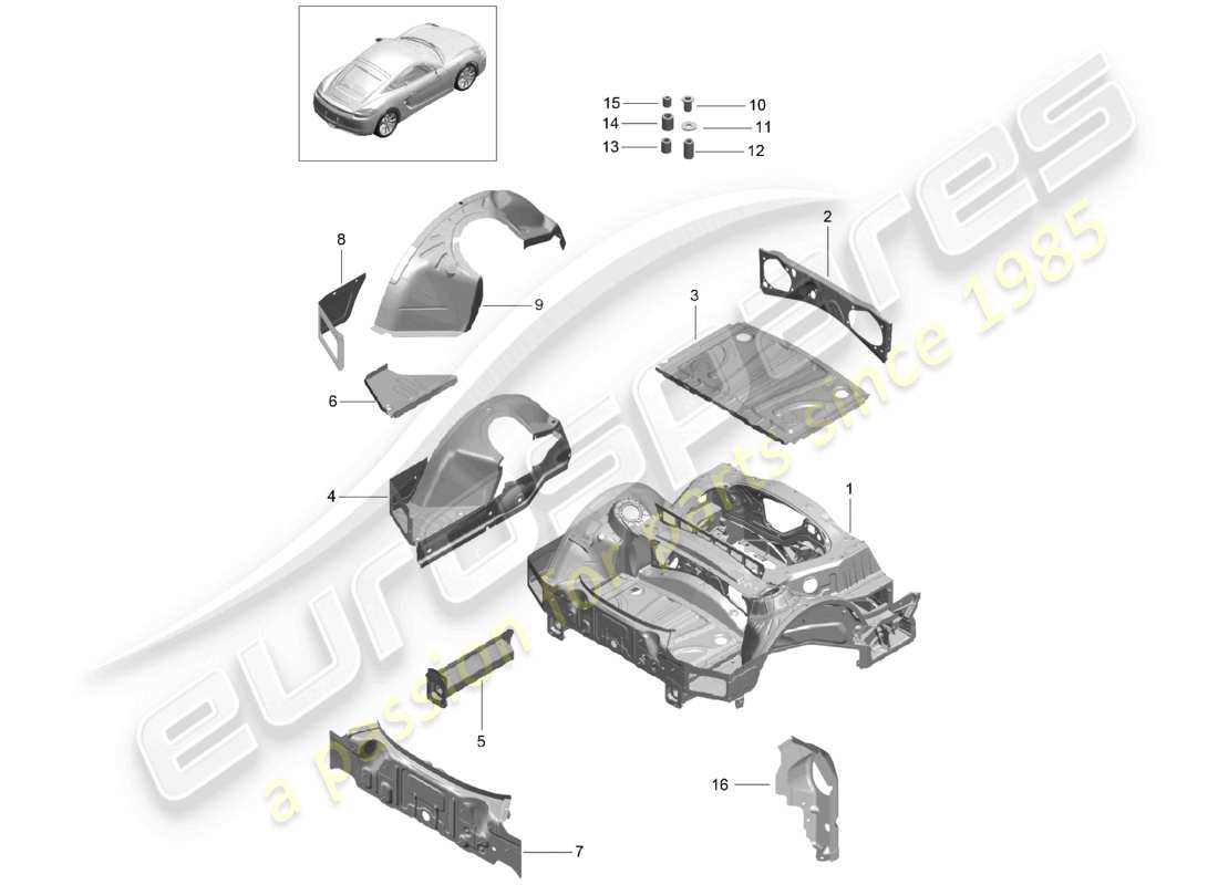 Porsche 2016 (981 Cayman) REAR END Parts Diagram (801-035)