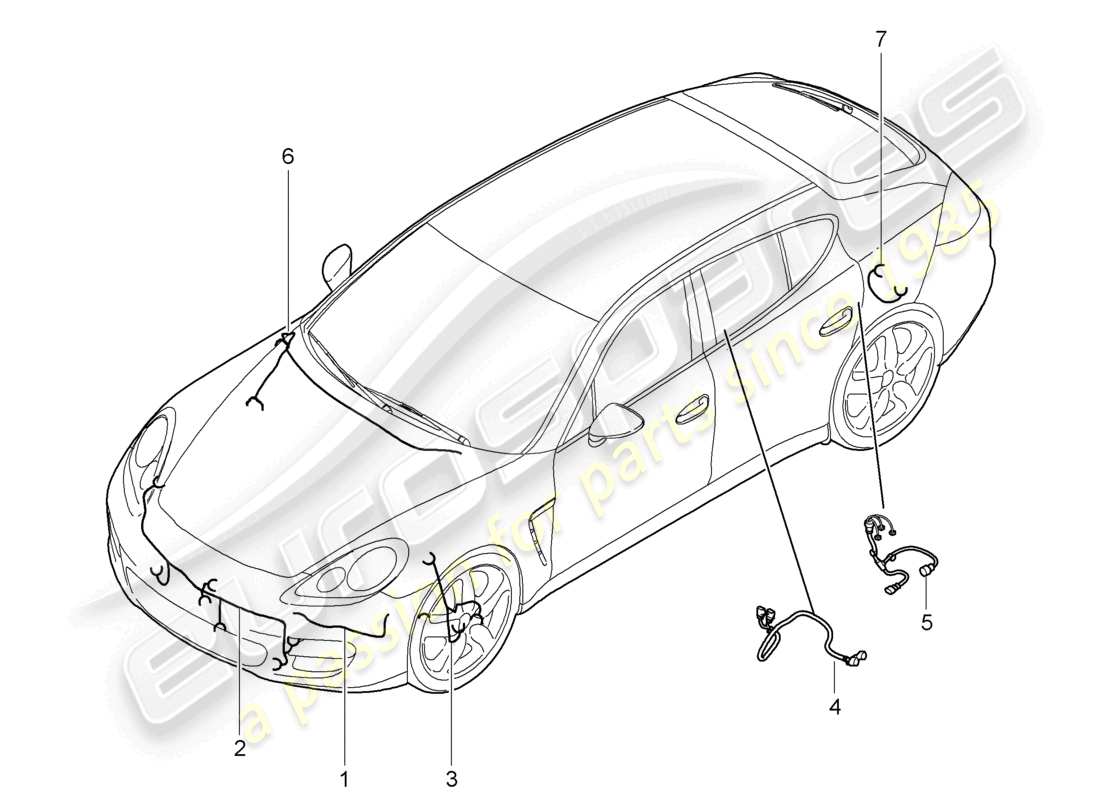 2016 (Panamera 970) Wiring looms bumper Front end Bonnet anti-locking ...