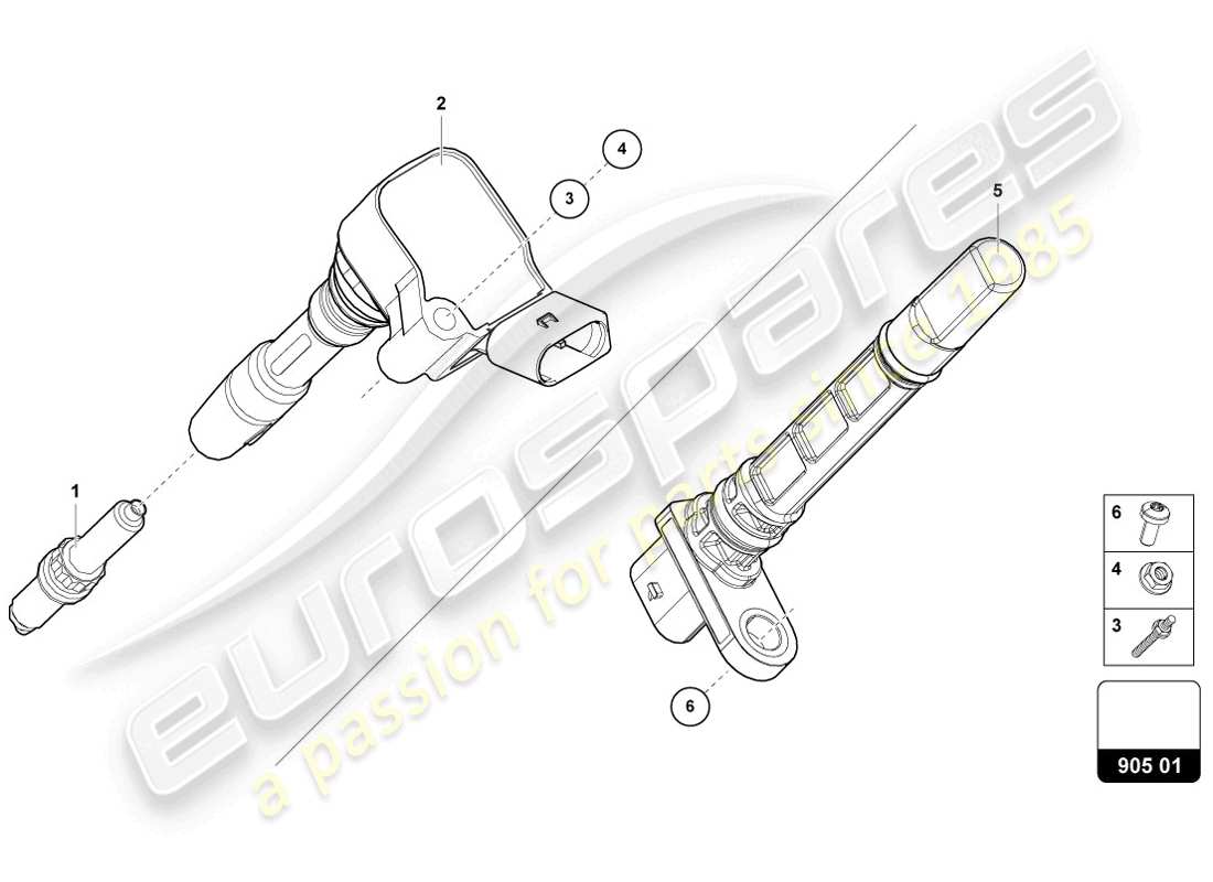 Lamborghini Urus Urus (2020) 905 01 00 IGNITION COIL WITH SPARK PLUG ...