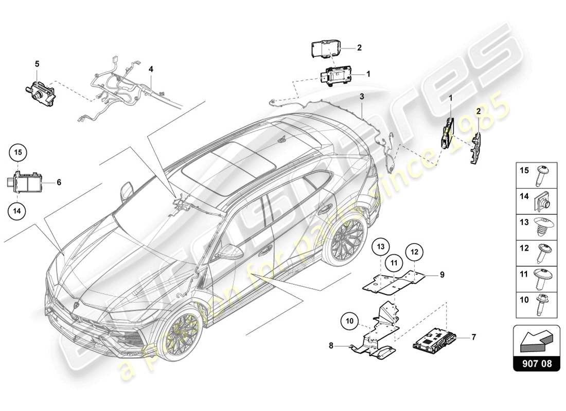 Used Genuine Lamborghini part number 4KE907107AM, EL.CONTROL UNIT ZFAS C.