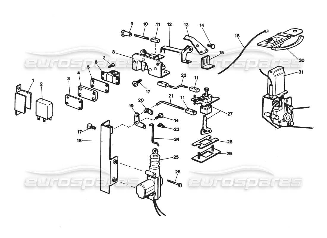 Countach 25th Ann. (1989) Door Lock Parts Diagram