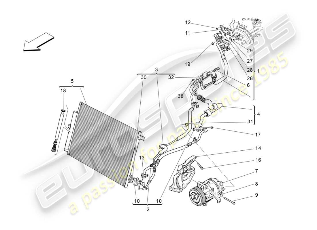 Reconditioned Genuine Maserati Part number 308716, COMPRESSORE A/C V6.