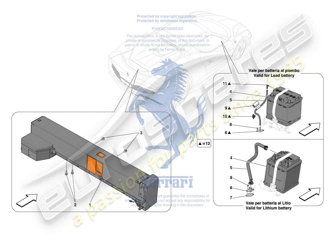 Ferrari 296 GTB BATTERIES Parts Diagram (0176)