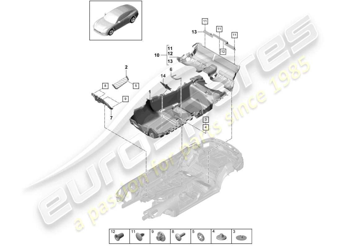 Panamera 971 (2018) floor cover Parts Diagram (807-000)