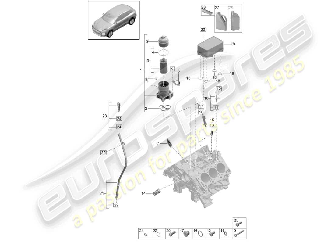 Porsche Macan (2019) OIL FILTER Parts Diagram (104-100)