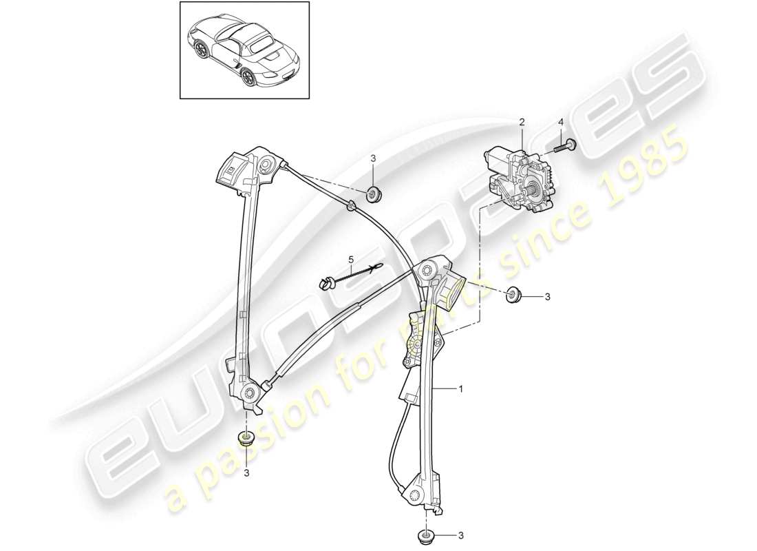 Boxster 987 (2011) WINDOW REGULATOR Parts Diagram (804-030)